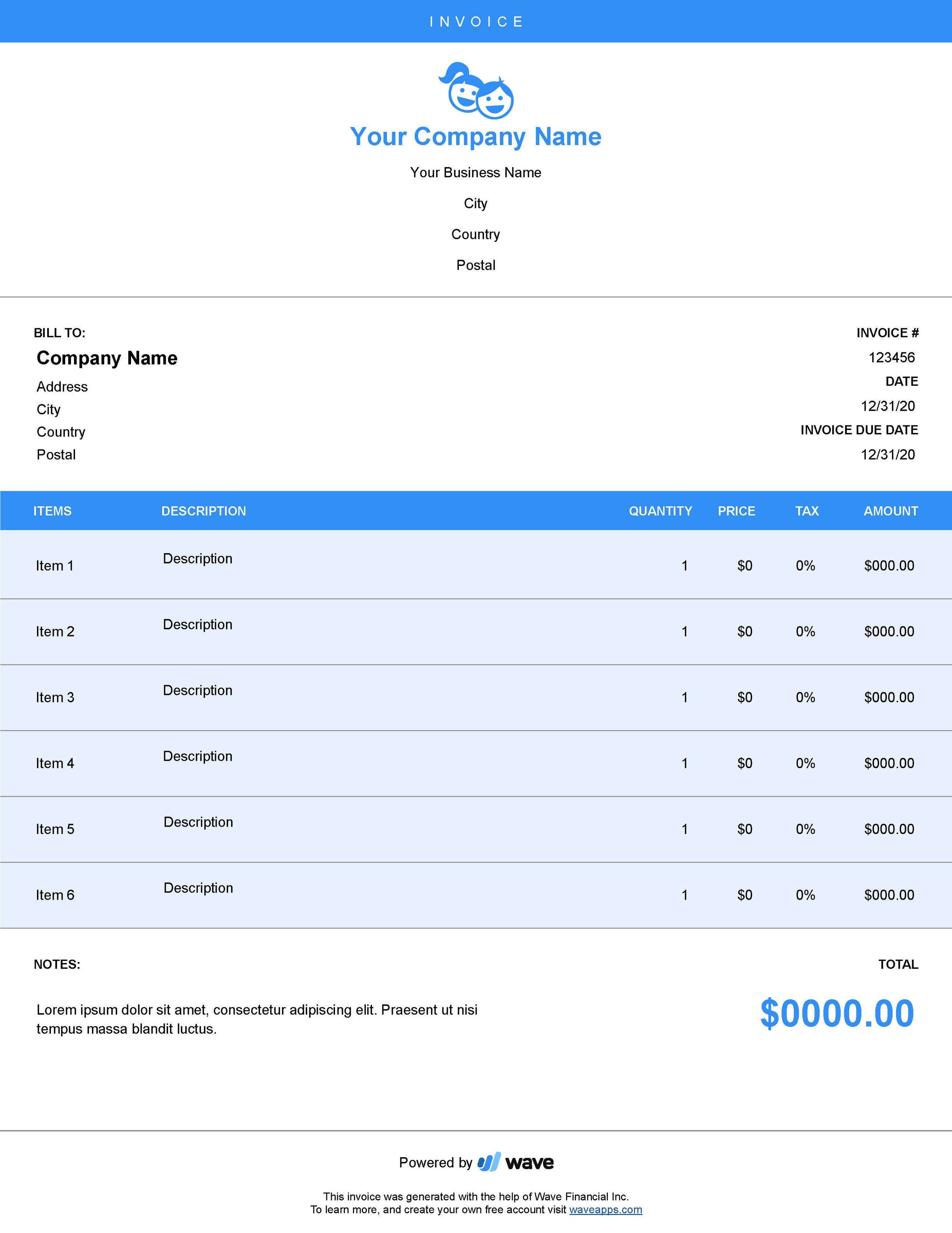 Daycare Invoice Template - Wave Financial