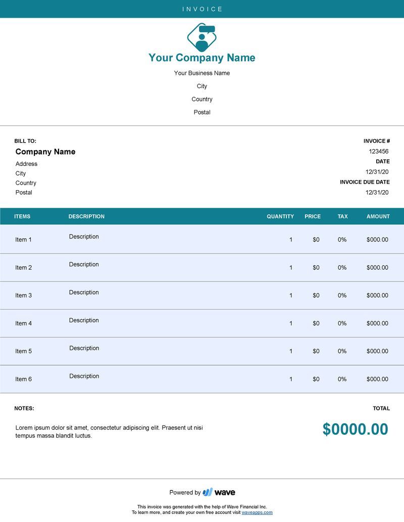 Consulting Invoice Template - Wave Financial