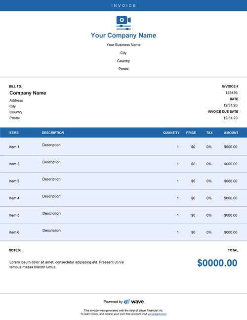 Video Production Invoice Template - Free Download