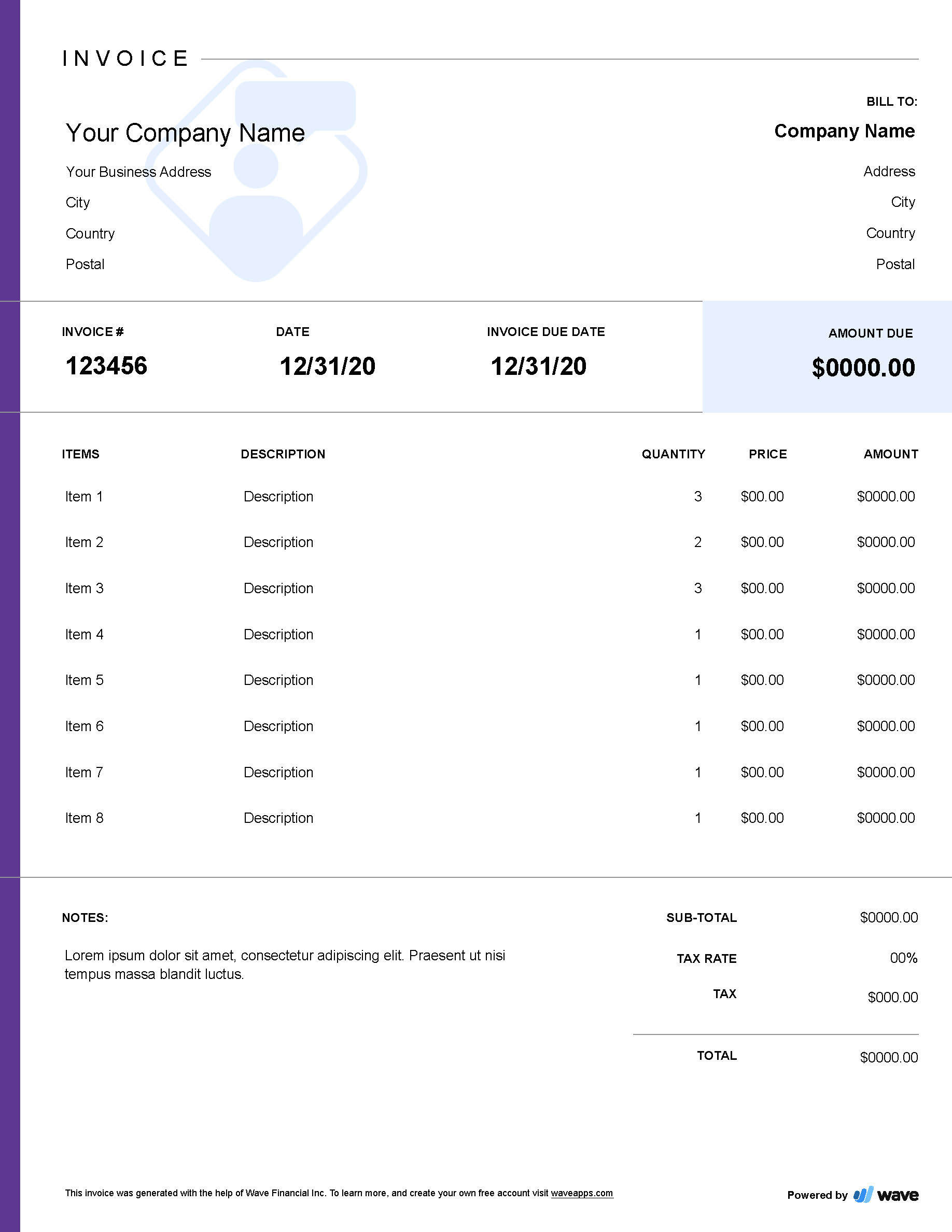 Consulting Invoice Template Wave Financial