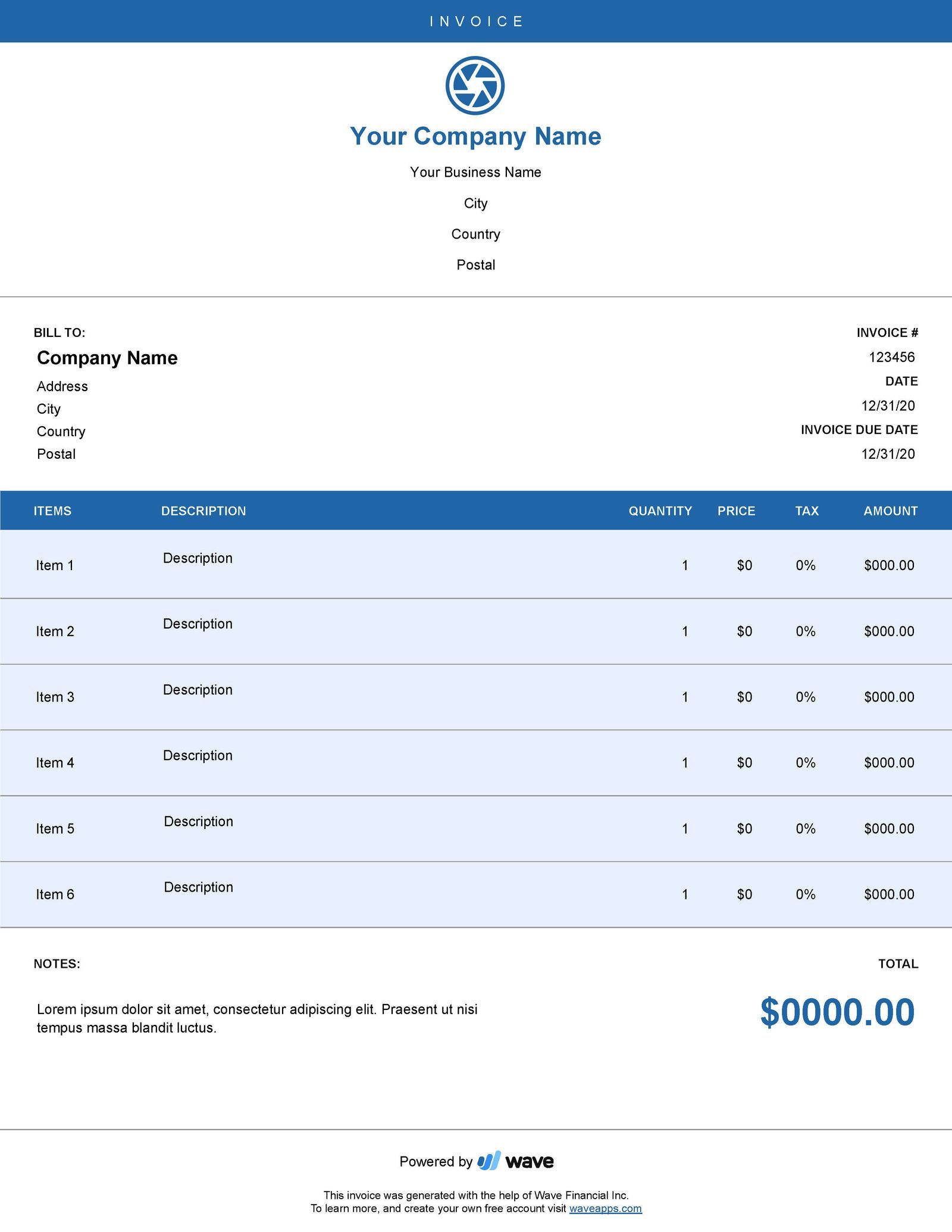 Photography Invoice Template - Free Download