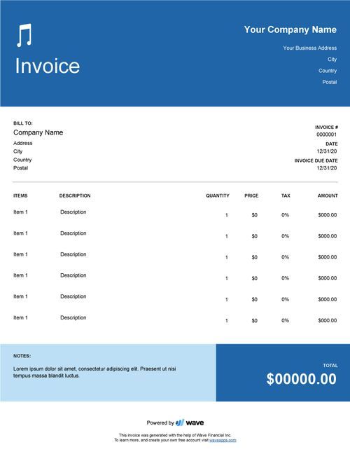 Musician Invoice Template - Free Download