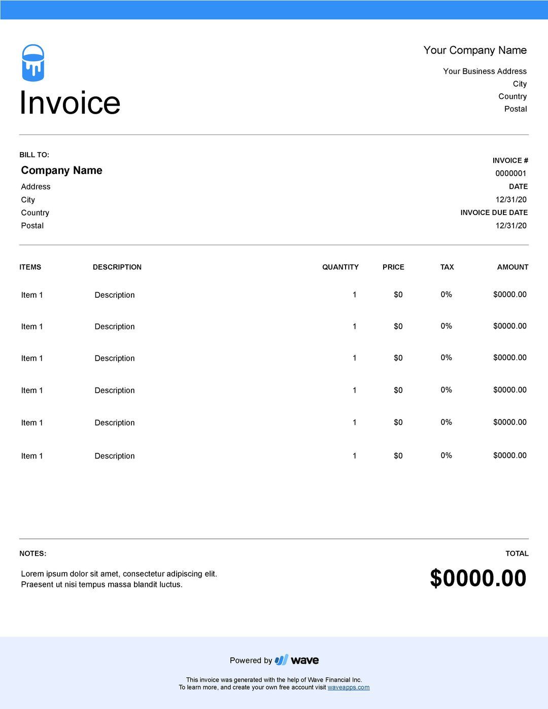 Painting Invoice Template - Free Download