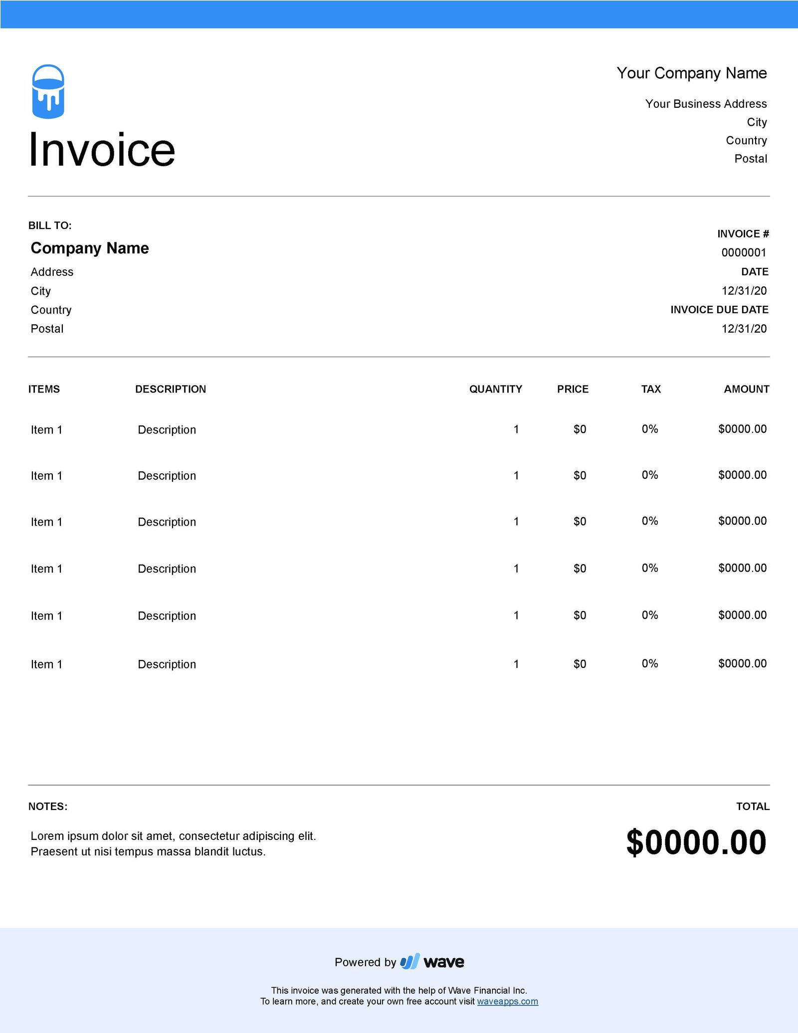 Painting Invoice Template - Free Download