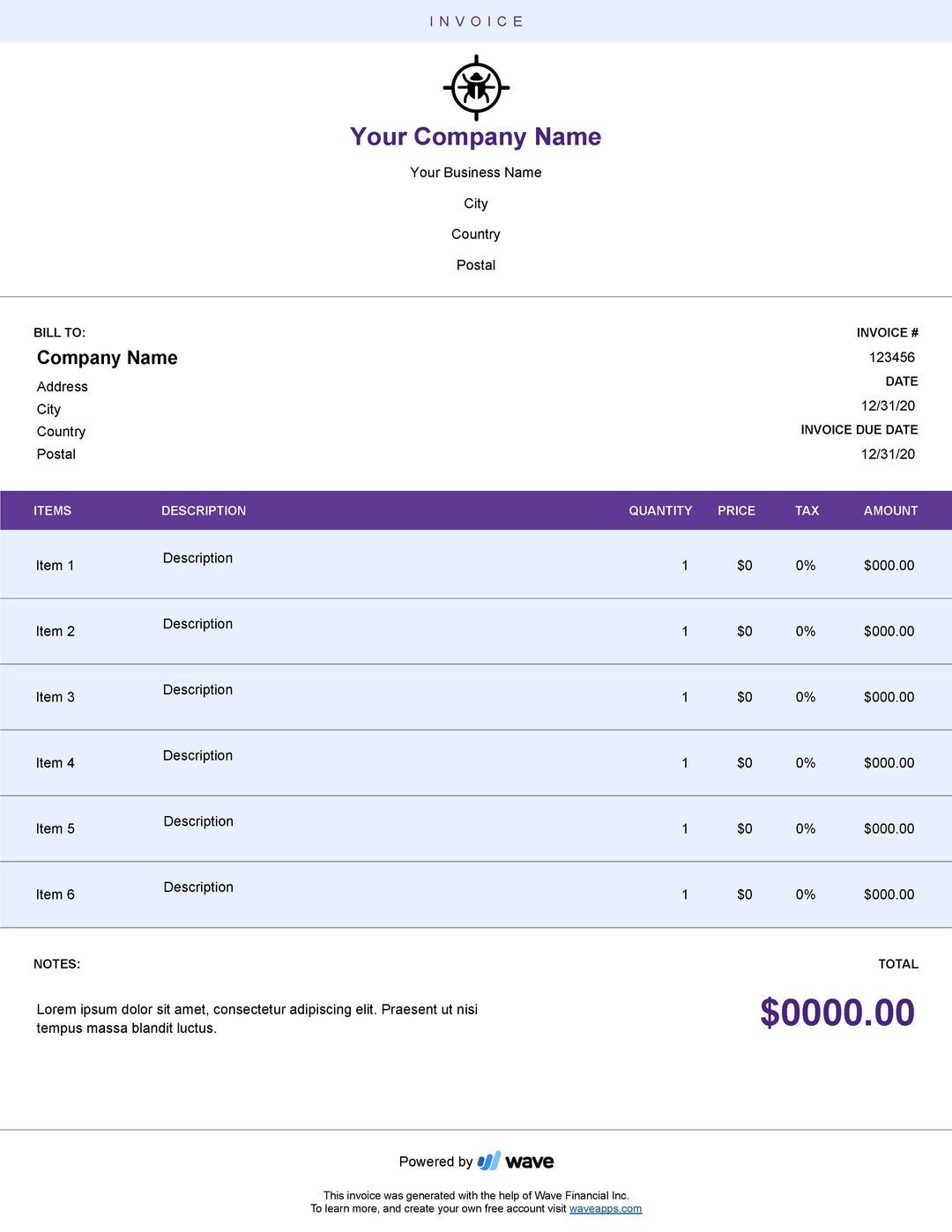 Pest Control Invoice Template - Free Download