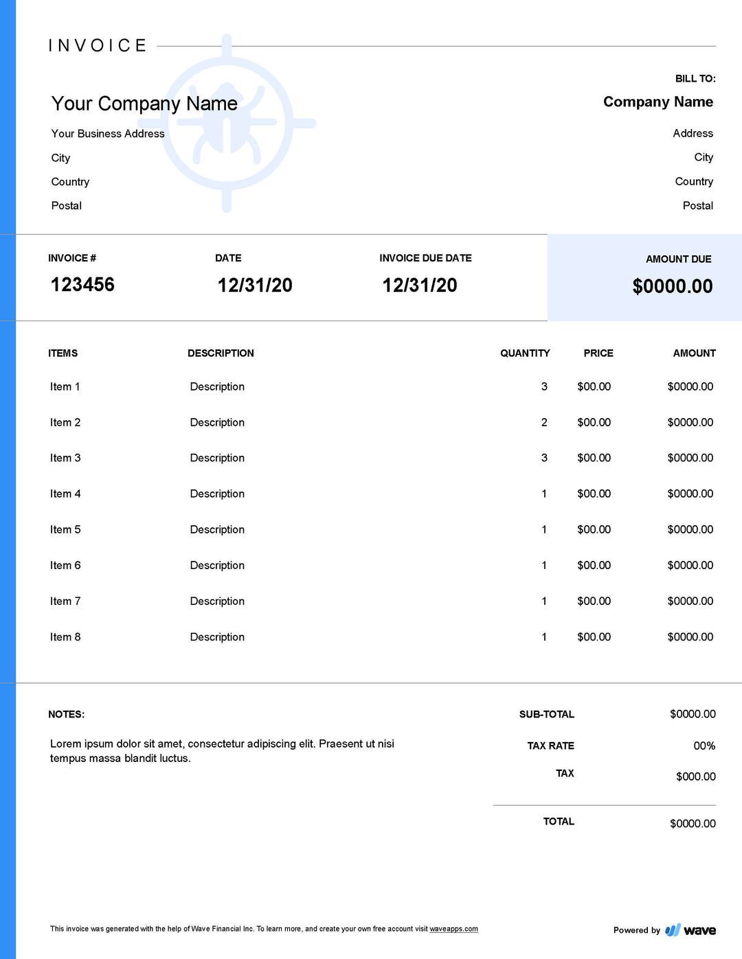 Pest Control Invoice Template - Free Download