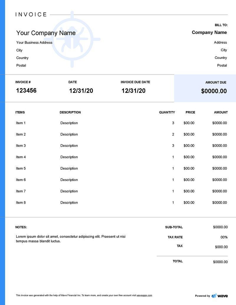 Pest Control Invoice Template - Free Download