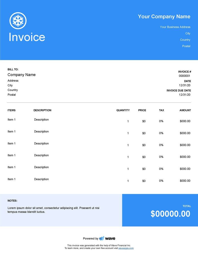 Snow Removal Invoice Template - Free Download