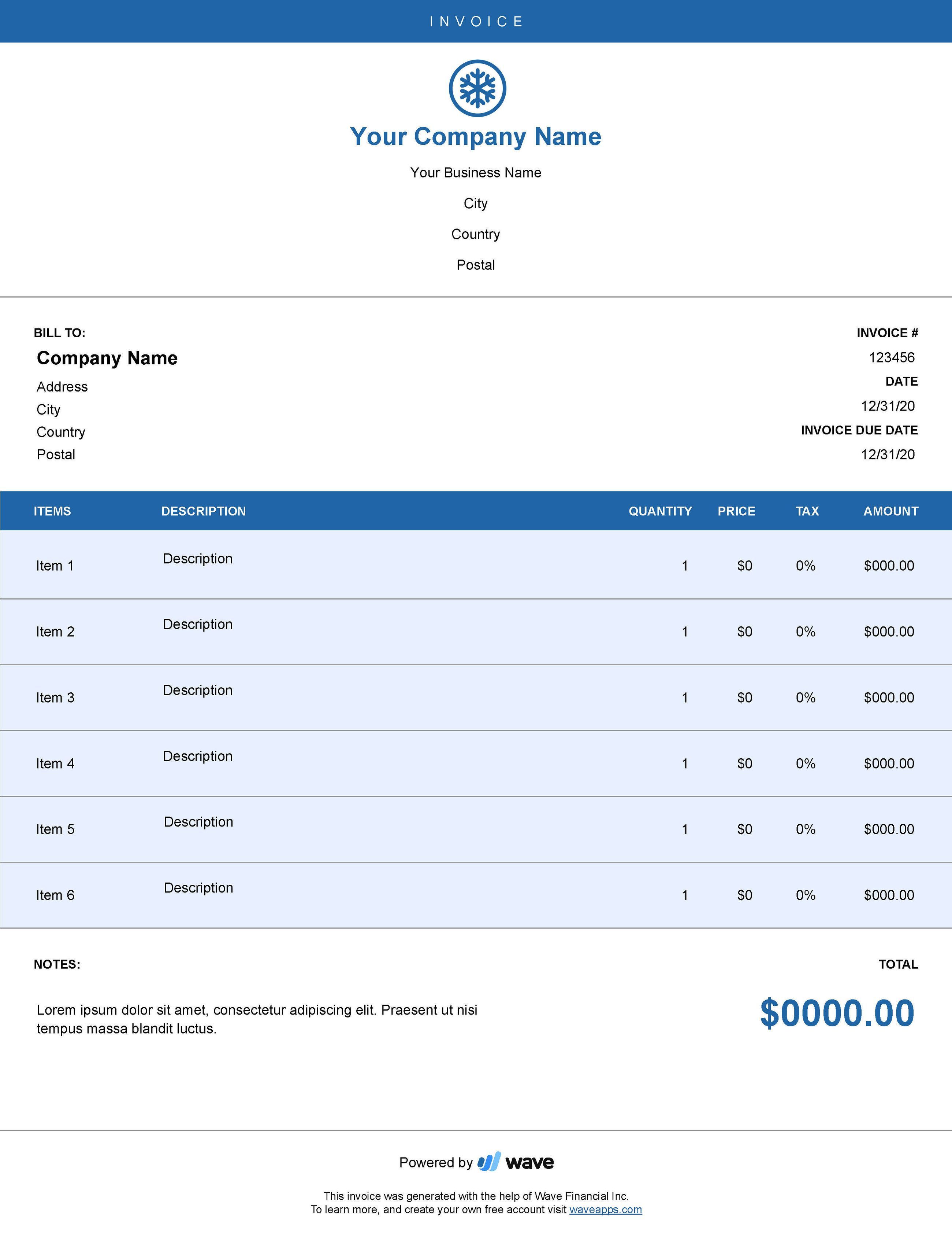Snow Removal Invoice Template - Free Download