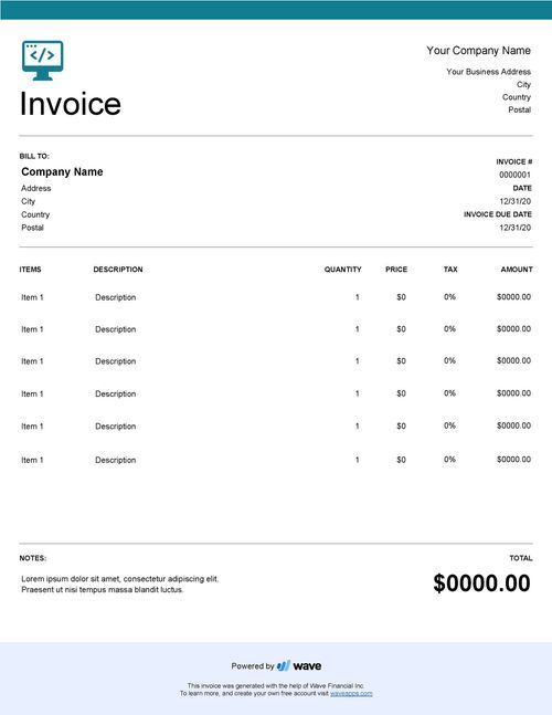 Web Development Invoice Template - Free Download
