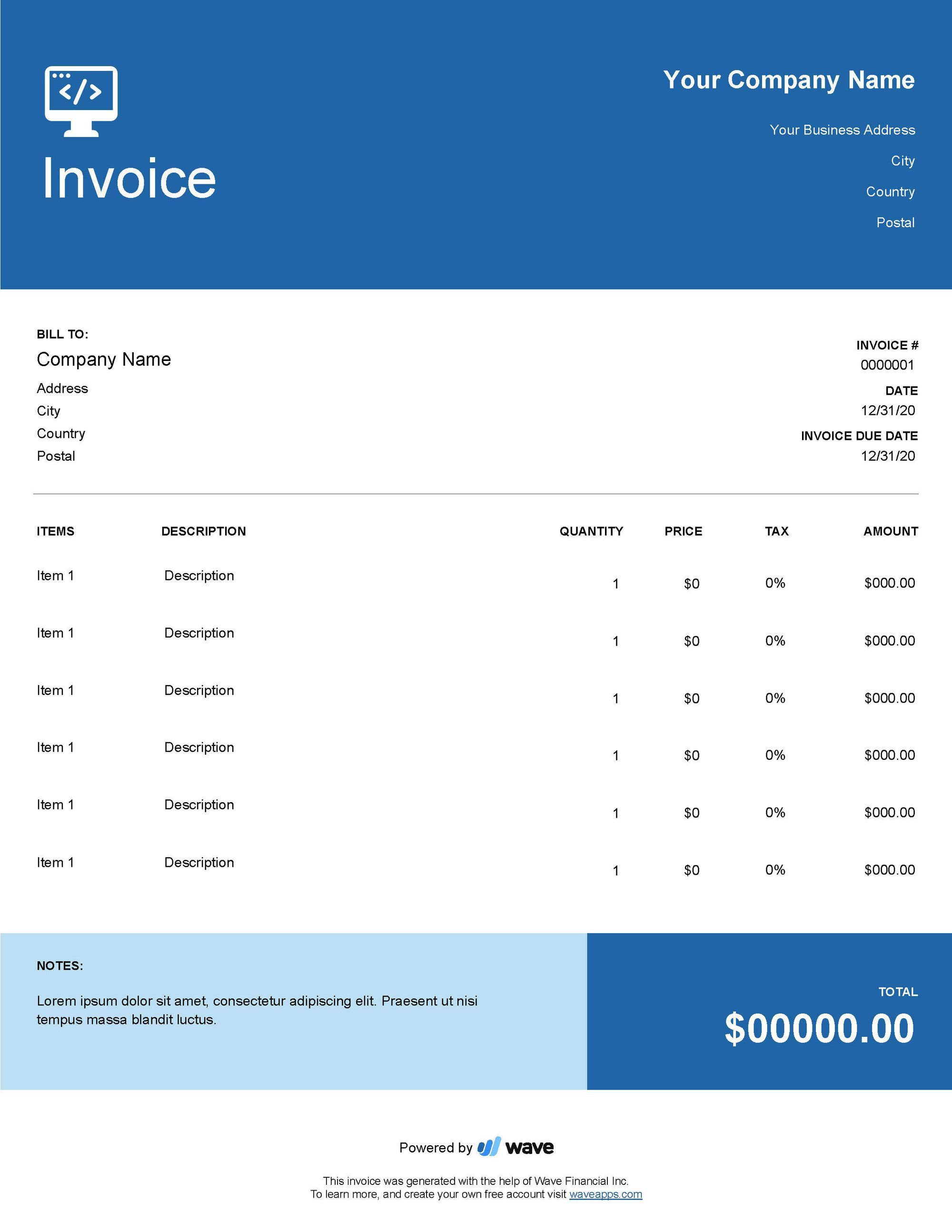 Web Development Invoice Template - Free Download