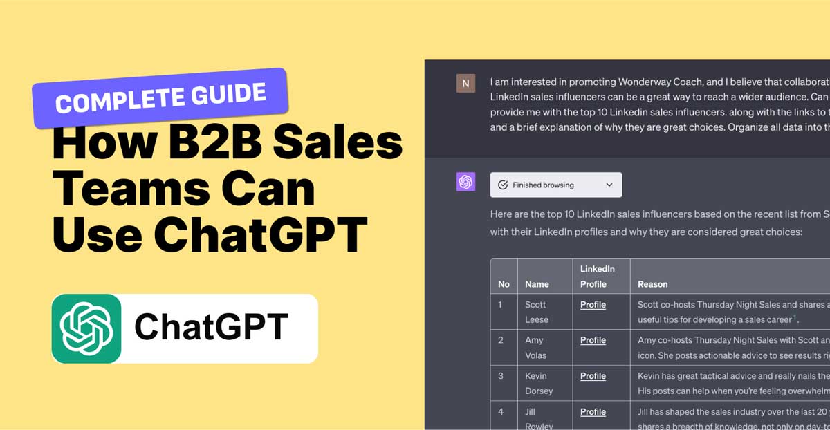 How B2B Sales Teams Can Use ChatGPT: A Complete Guide to Getting Started (2023)