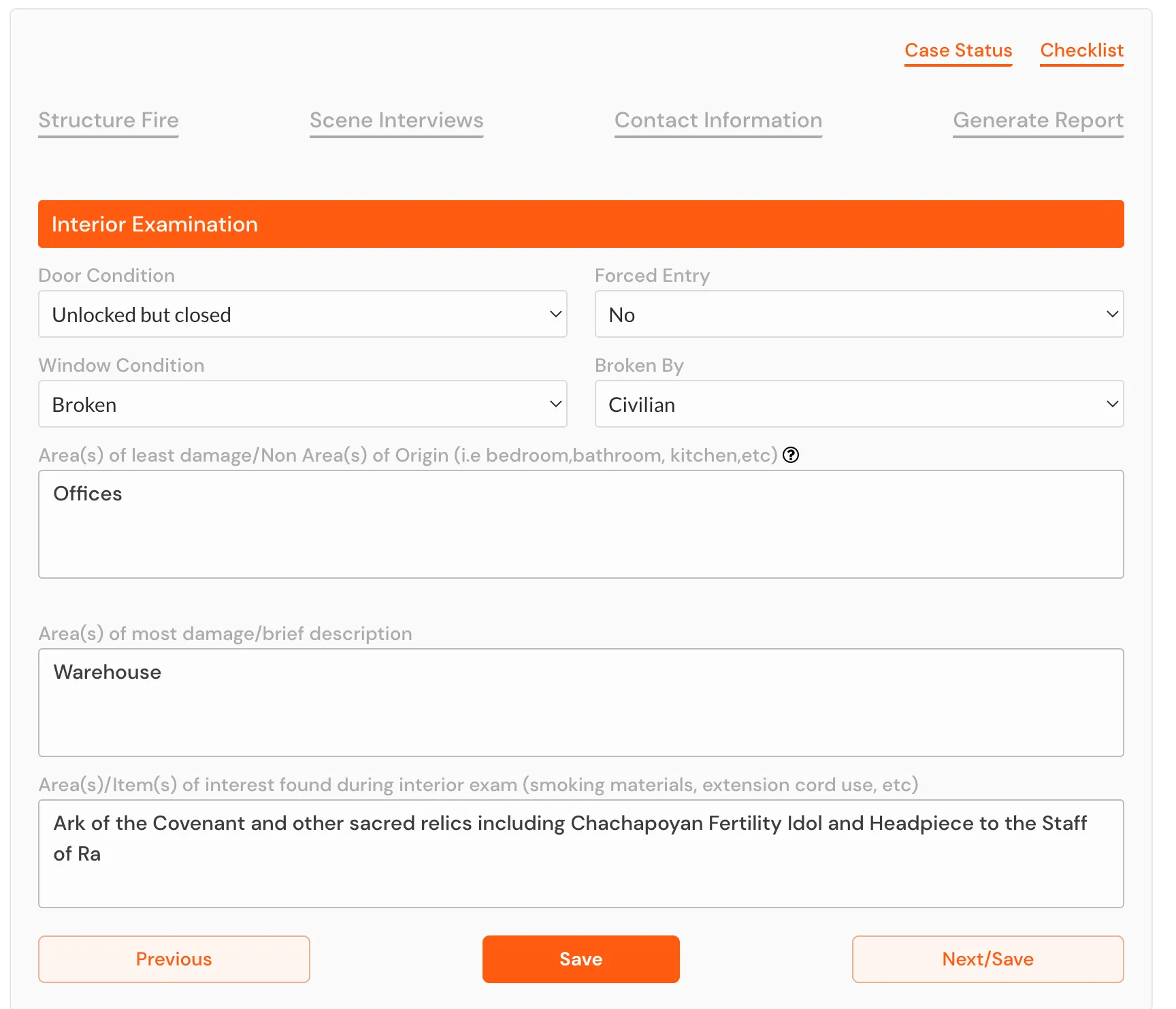 Fire Investigation Case Management and Origin & Cause Software