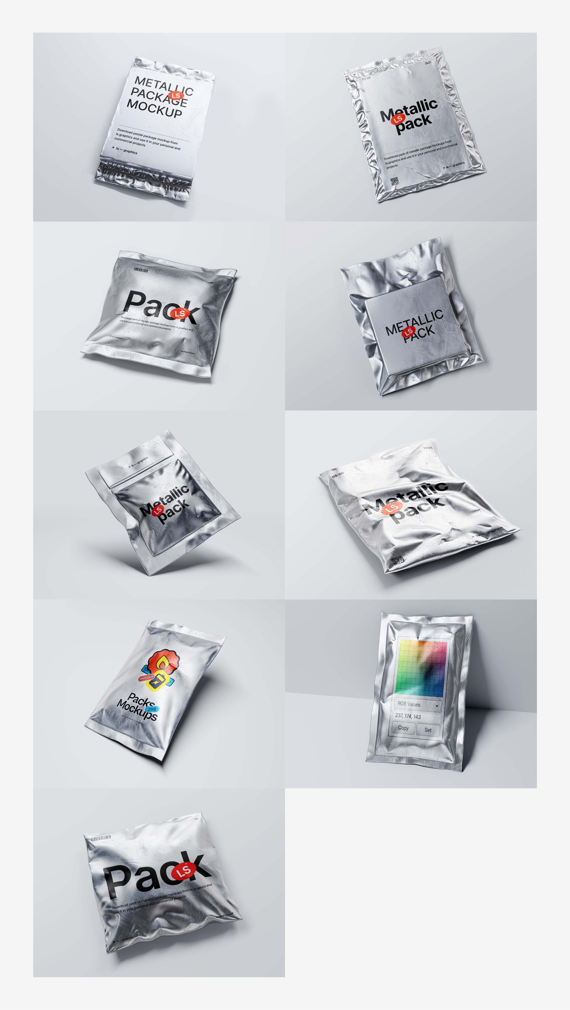 Metallic Packages Mockups