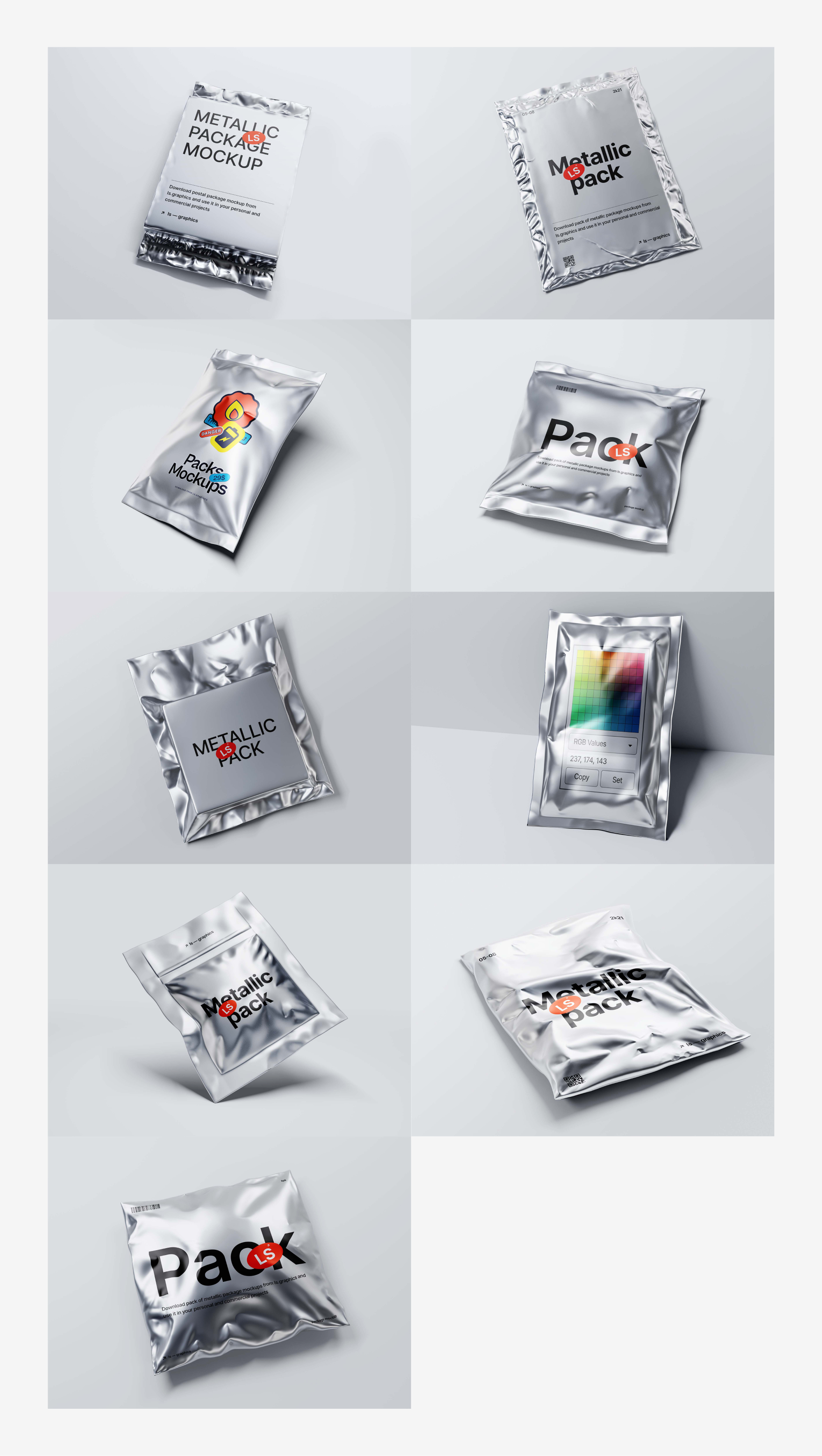 Metallic Packages Mockups