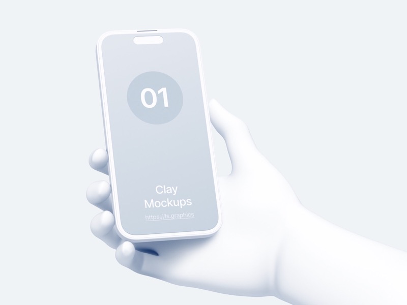 iPhone 14 Pro Clay Mockups, Scene 01 | Figma, Sketch, Photoshop