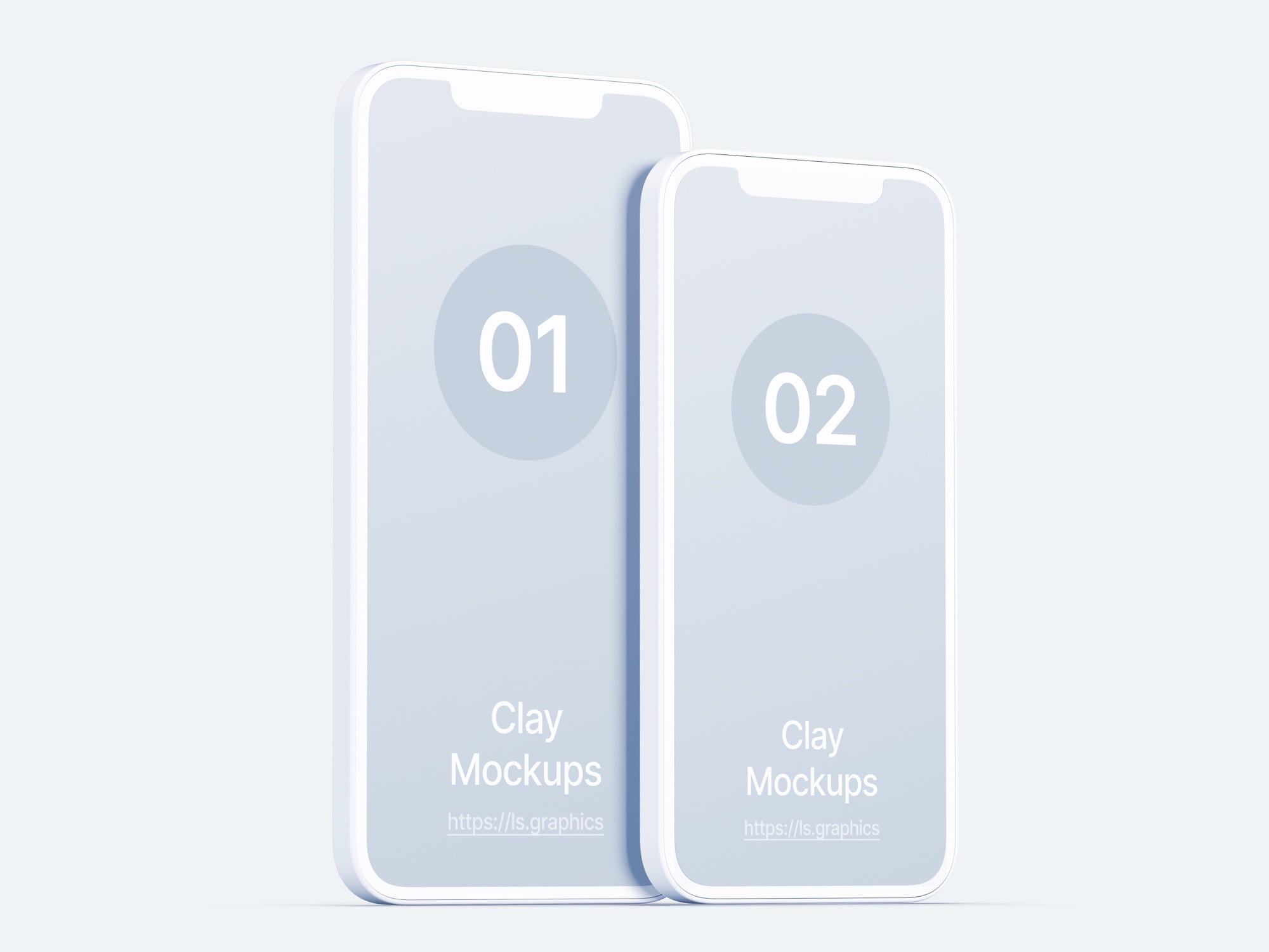 iPhone Clay Mockups, Scene 11 | Figma, Sketch, Photoshop