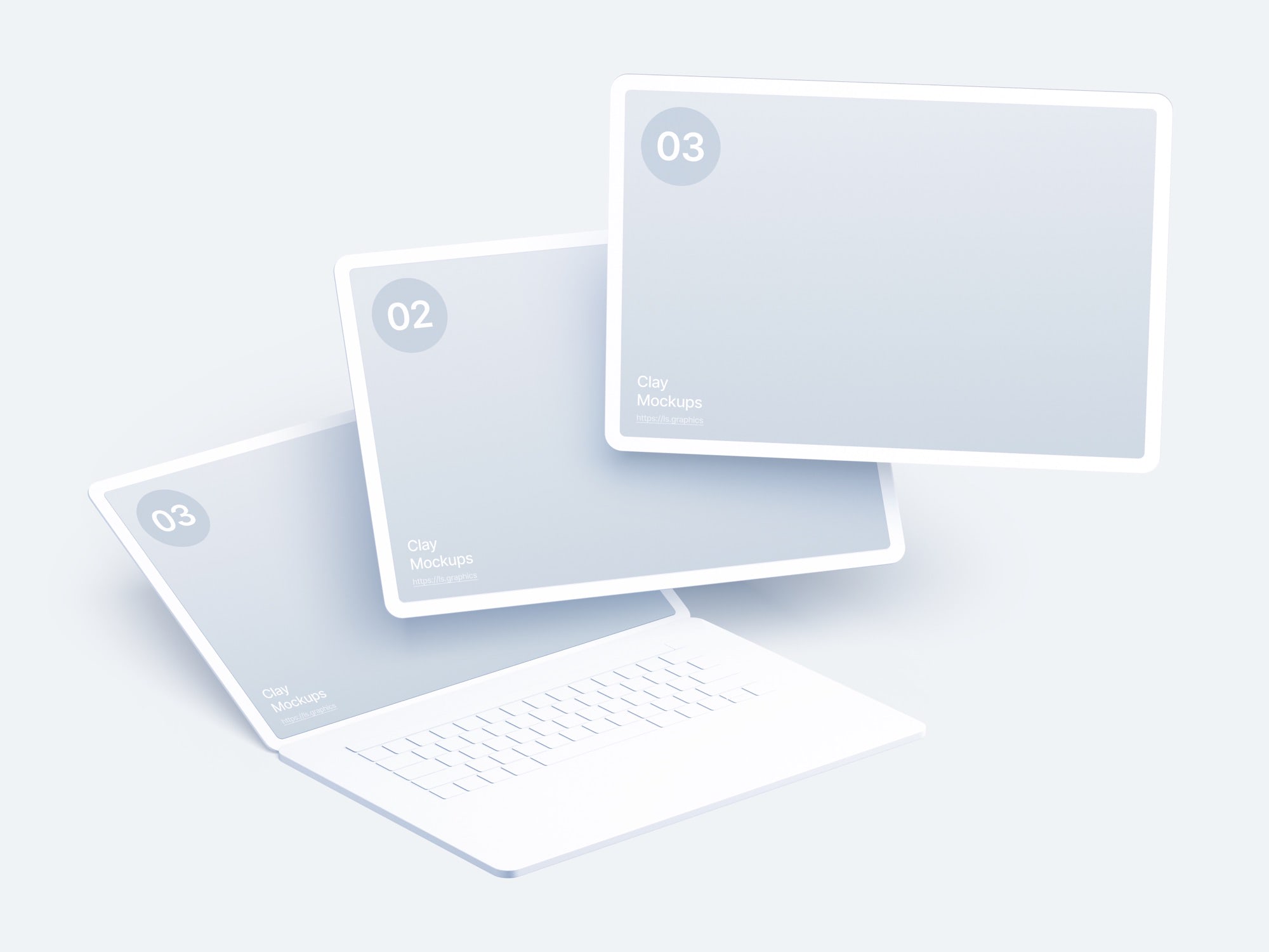 Laptop Clay Mockups, Scene 07 | Figma, Sketch, Photoshop