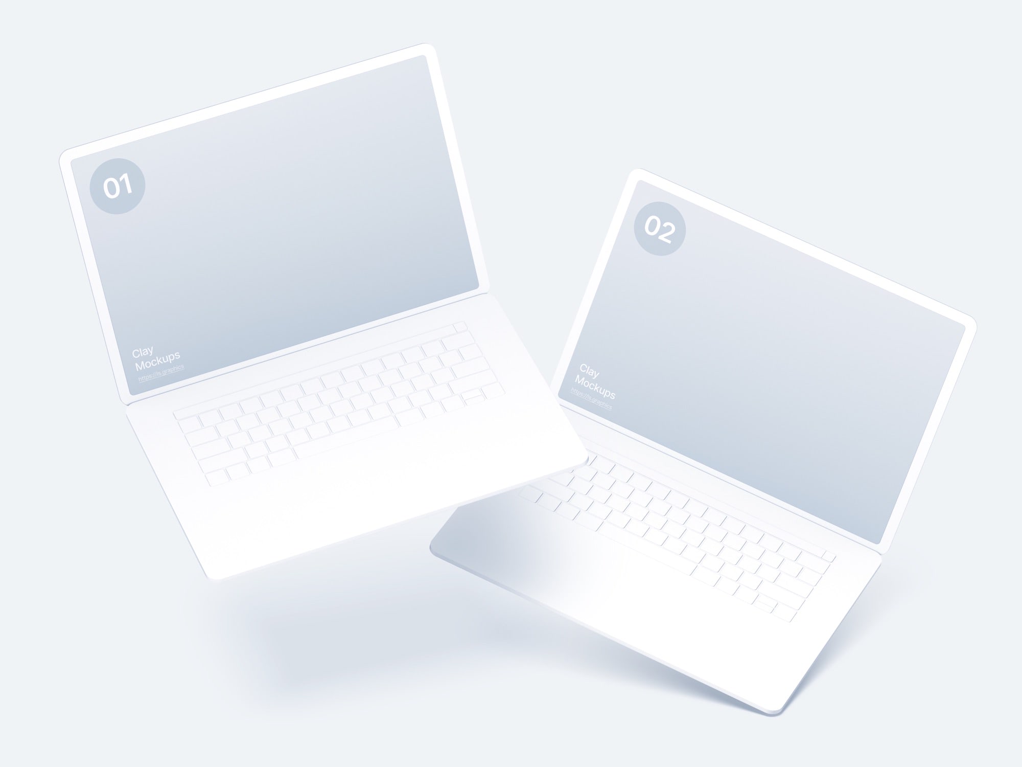 Laptop Clay Mockups, Scene 09 | Figma, Sketch, Photoshop