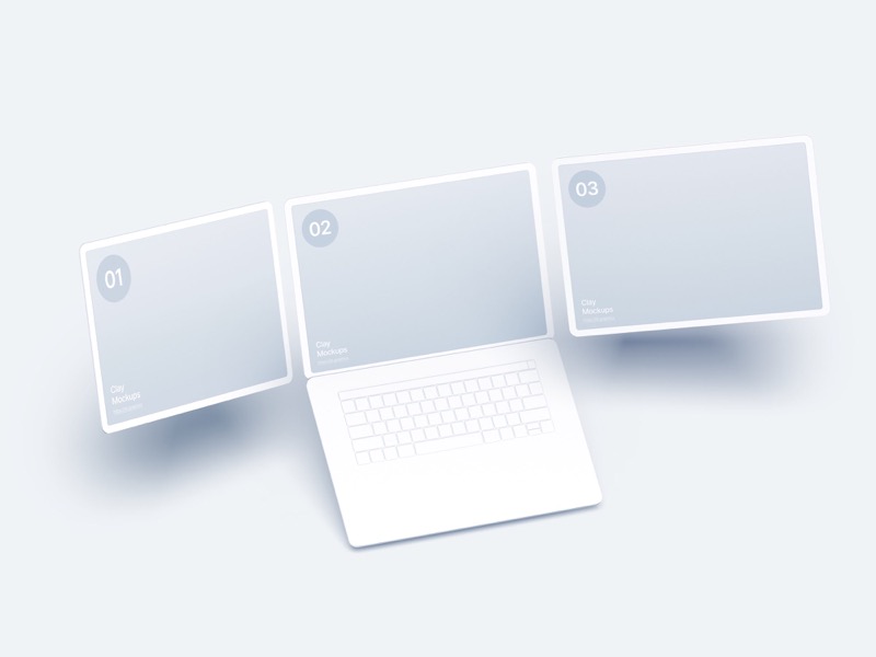Laptop Clay Mockups, Scene 02 | Figma, Sketch, Photoshop