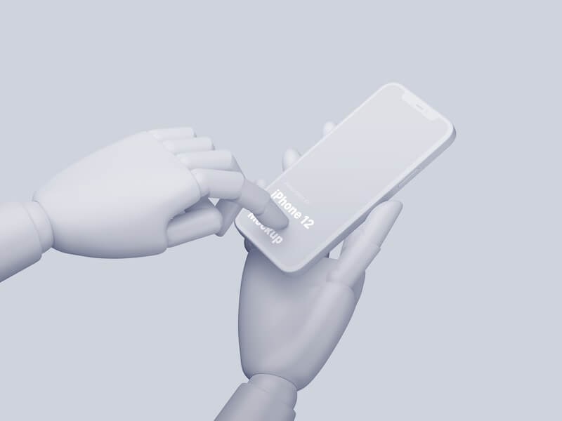 Wooden Hands iPhone 12 Pro Clay Mockups, Scene 13