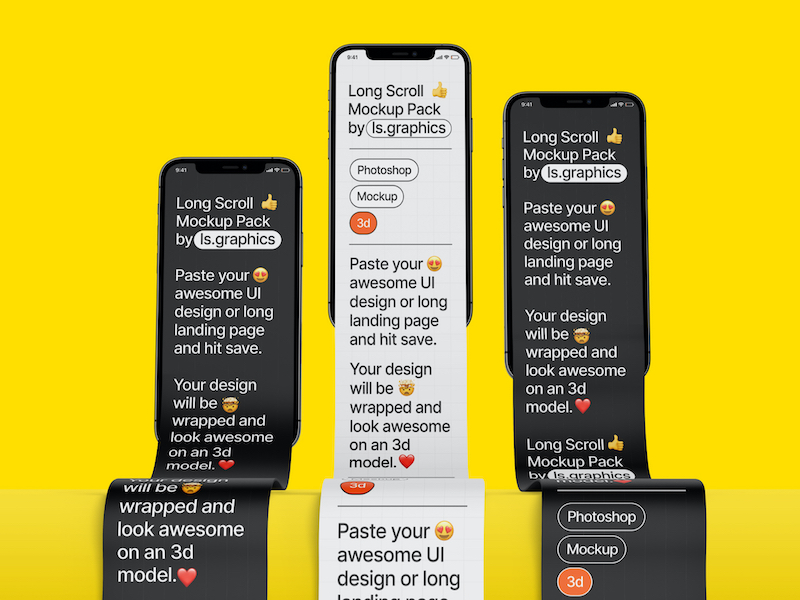 Long Scroll Mockups, Scene 22 | Photoshop