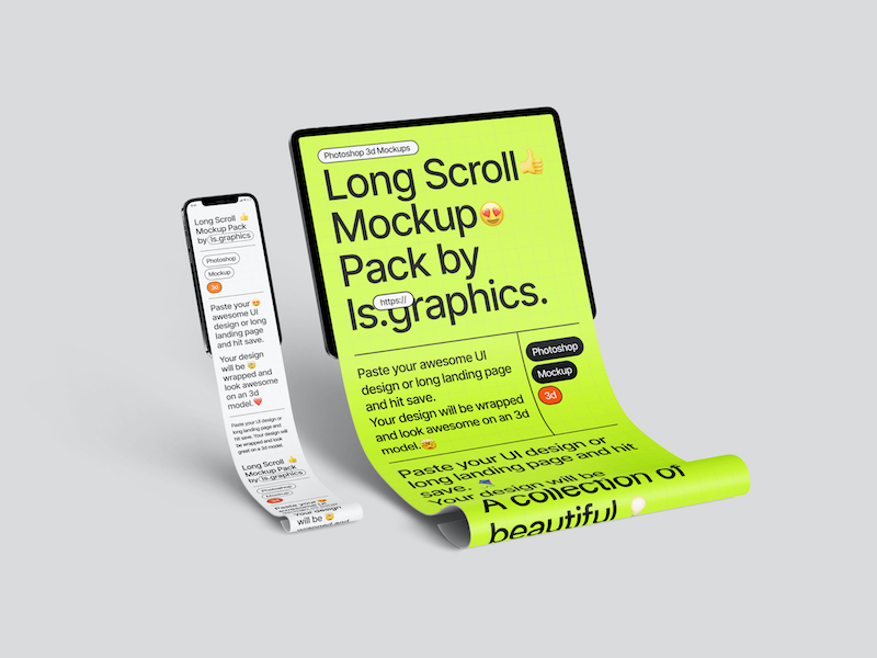 Long Scroll Mockups, Scene 22 | Photoshop