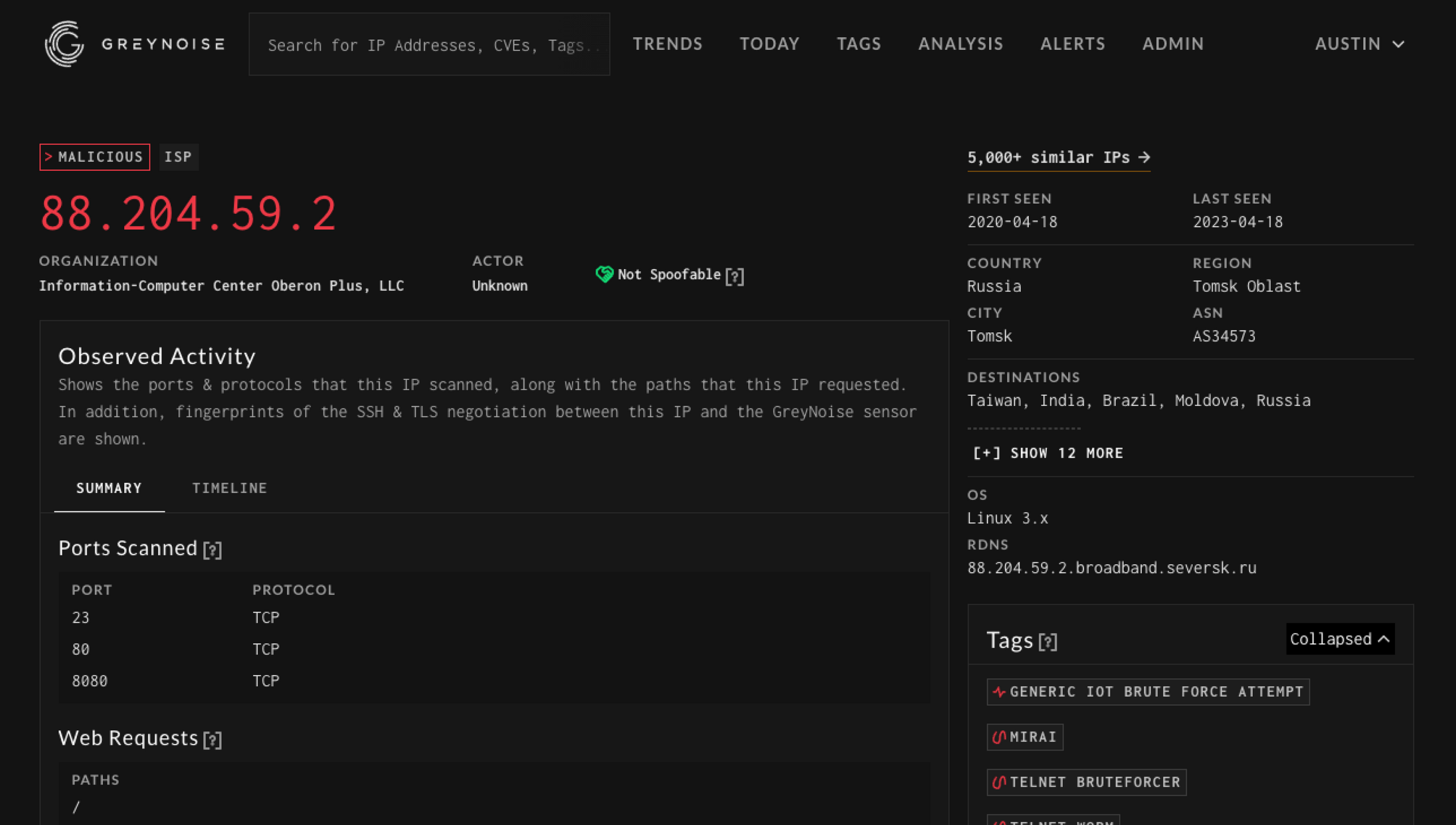 GreyNoise | Search Feature