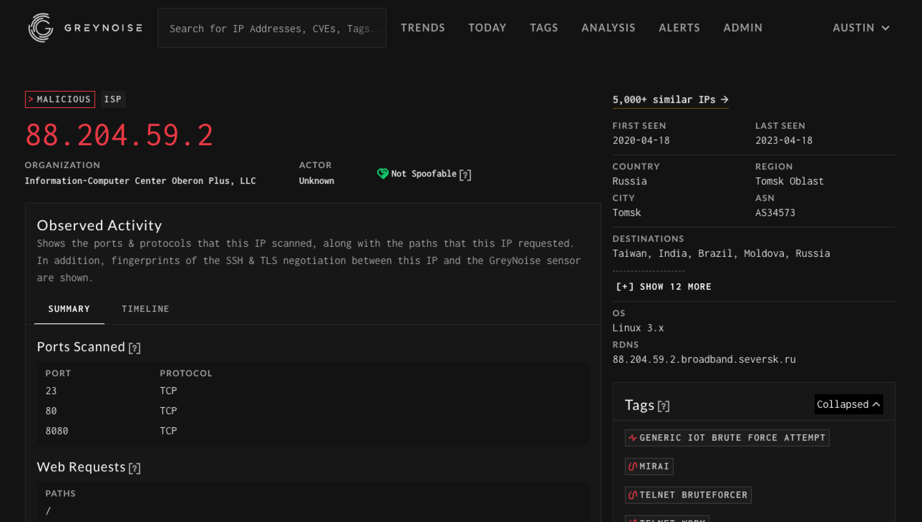 GreyNoise | Search Feature