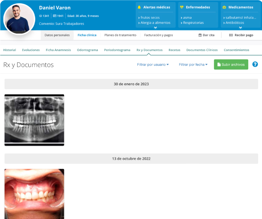 Carga de imágenes y documentos - Funcionalidad del Software Dentalink