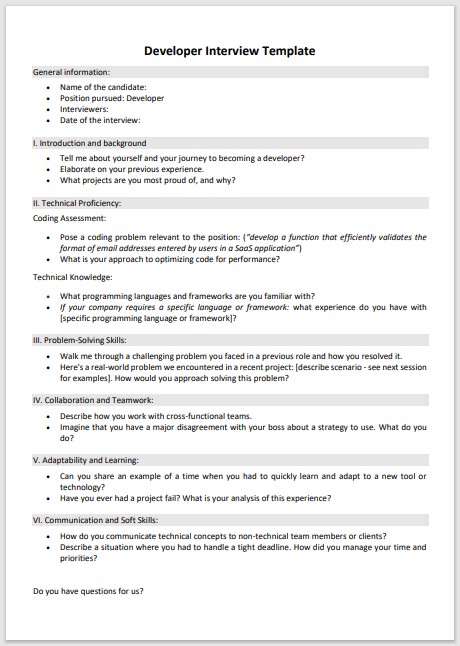THE Developer Interview Template to Help You Hire The Best Candidates ...