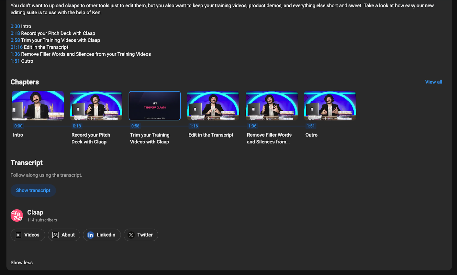 How to View The Transcript and Youtube Video At The Same Time | Claap