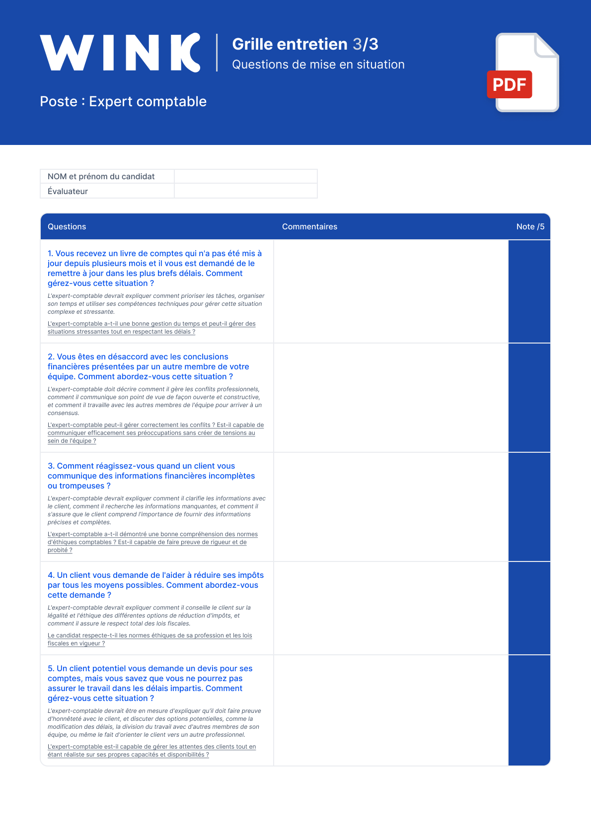 [Modèle] Grille d'évaluation entretien : Expert-comptable