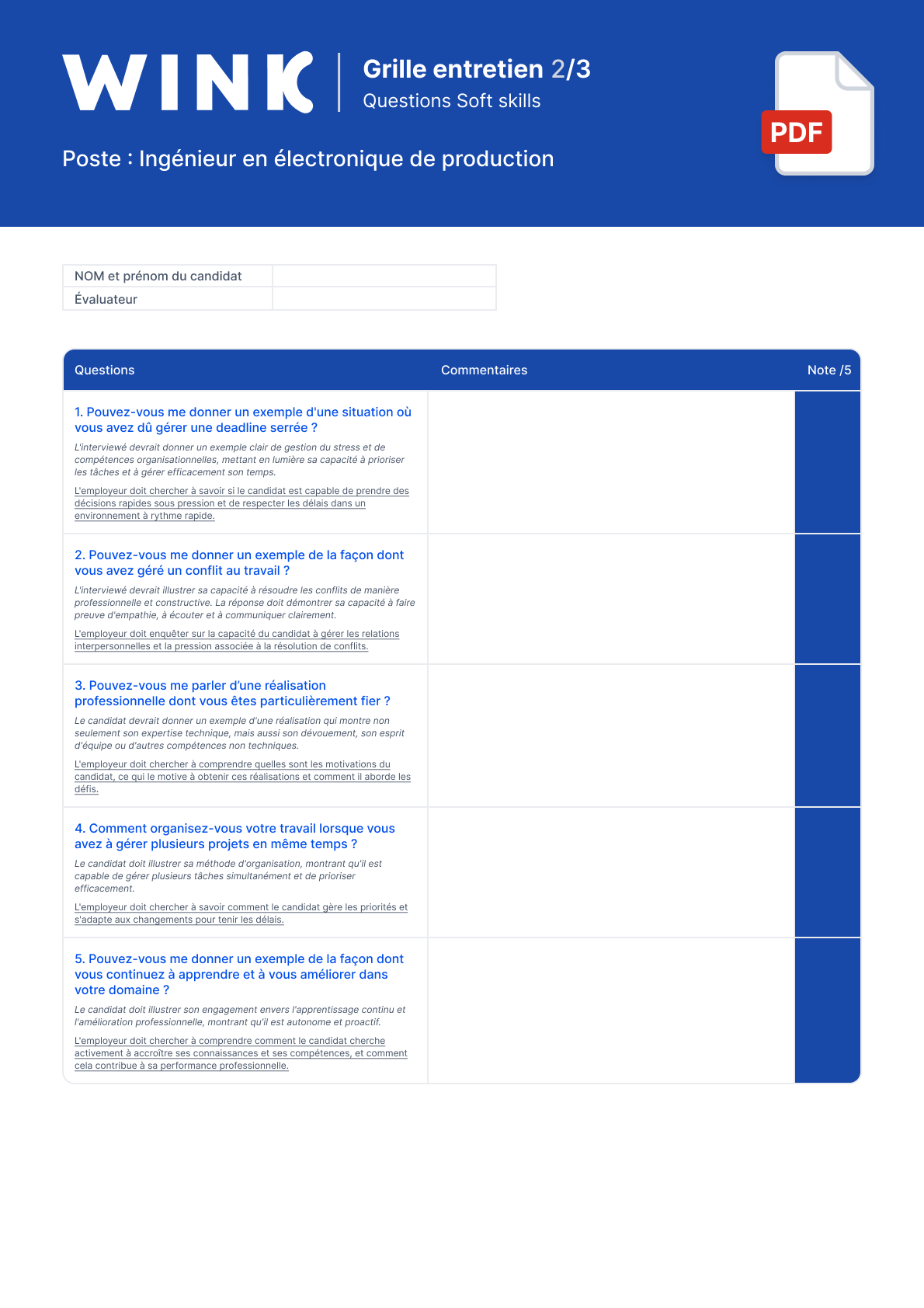 [Modèle] Grille d'évaluation entretien : Ingénieur en électronique de ...