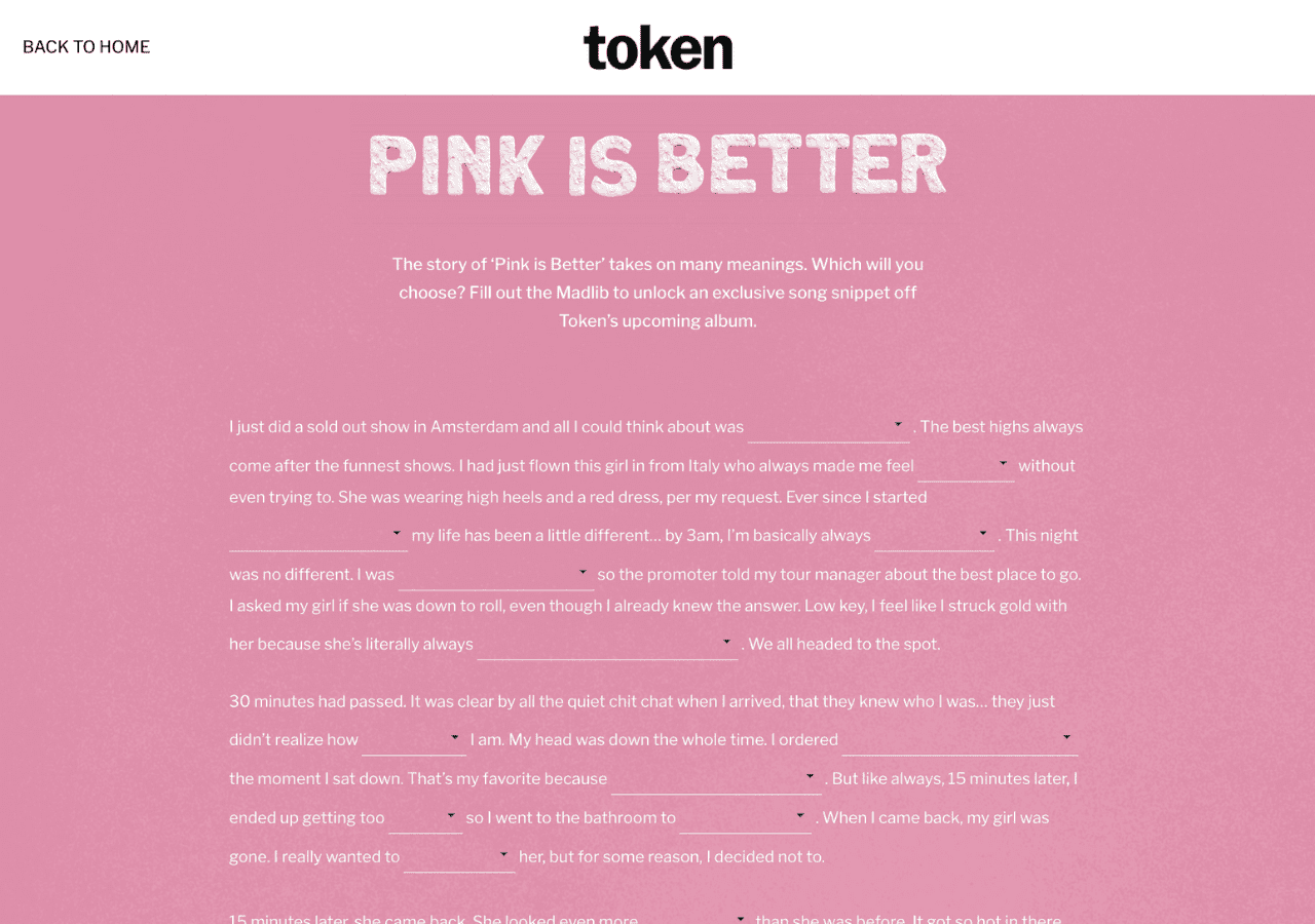 Token's 'Pink Is Better' Madlib | RYSE Creative