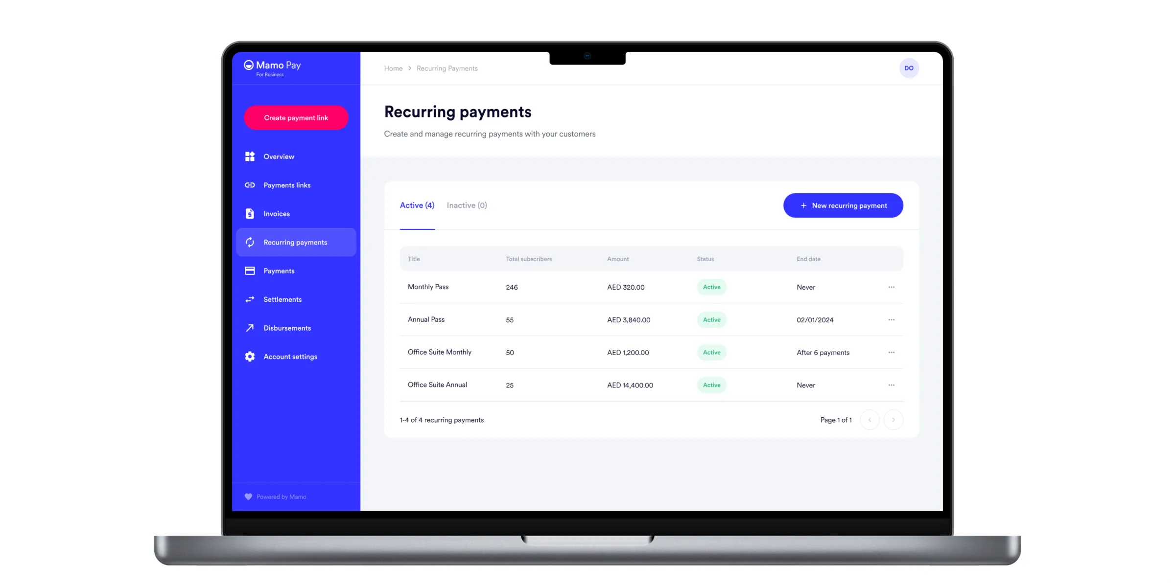 Recurring payments - Mamo Business