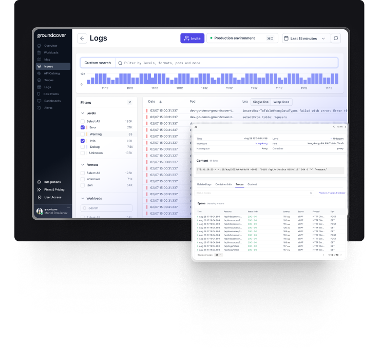 Cloud-native Log Management Solution at groundcover