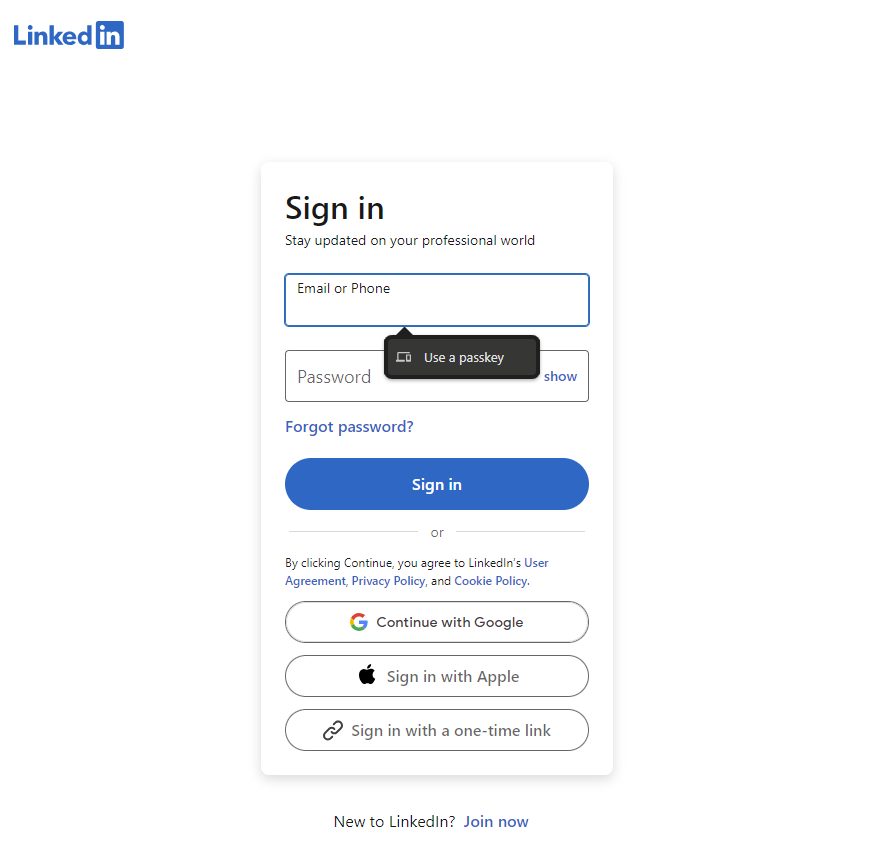 Linkedin Adds Passkey Features