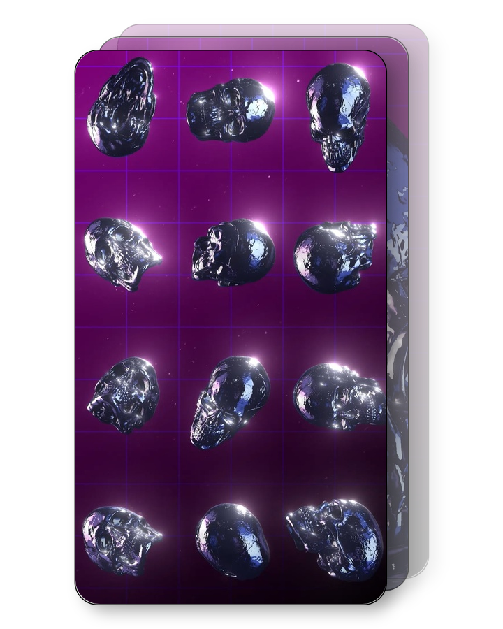 Retro Chrome Skulls Pack | Stock Vertical Video Collection on Packsia