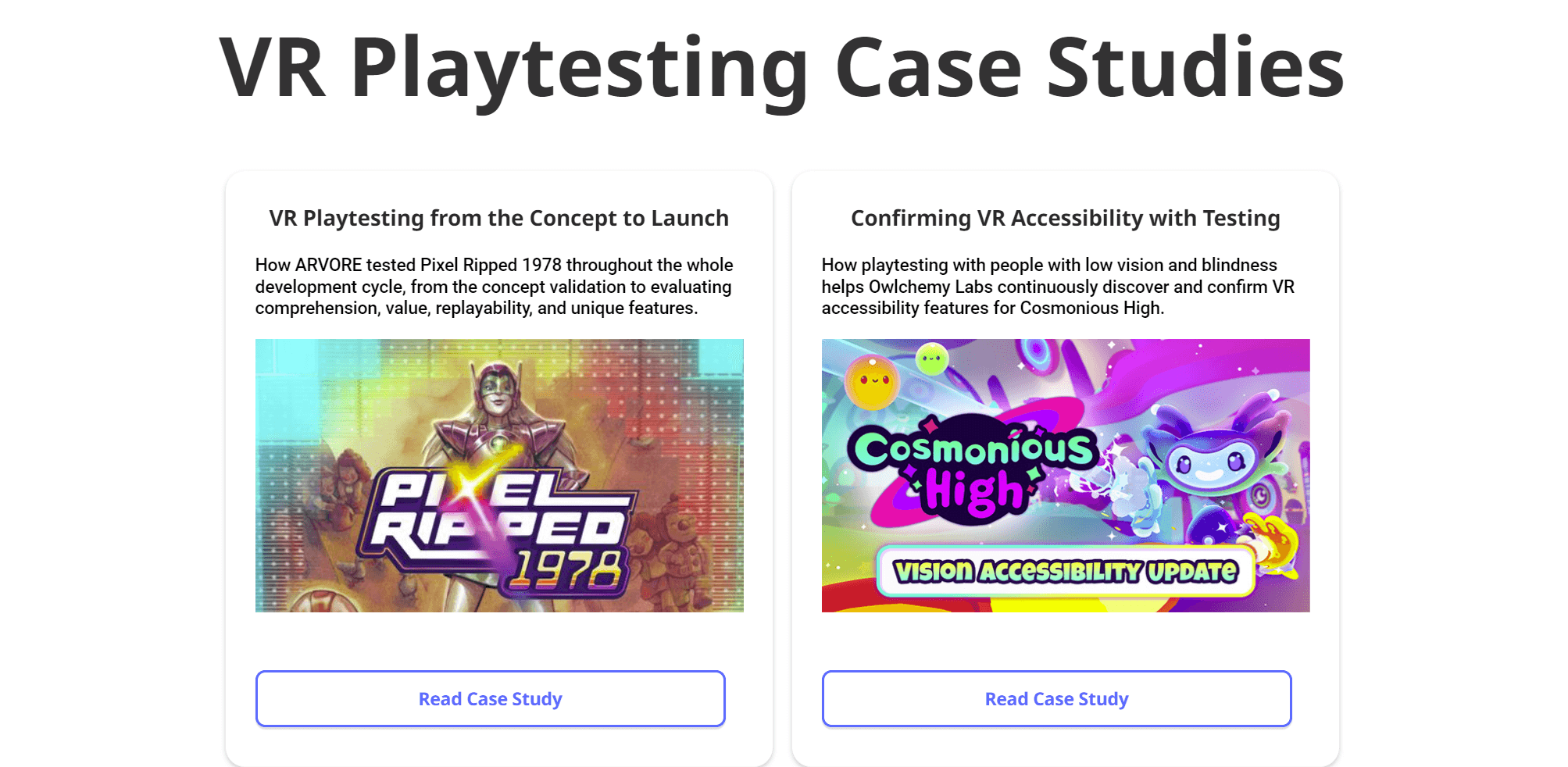 VR Playtesting Case Studies