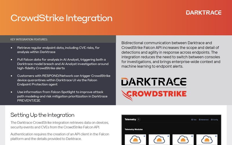 CrowdStrike Integration | Data Sheet | Darktrace Resource
