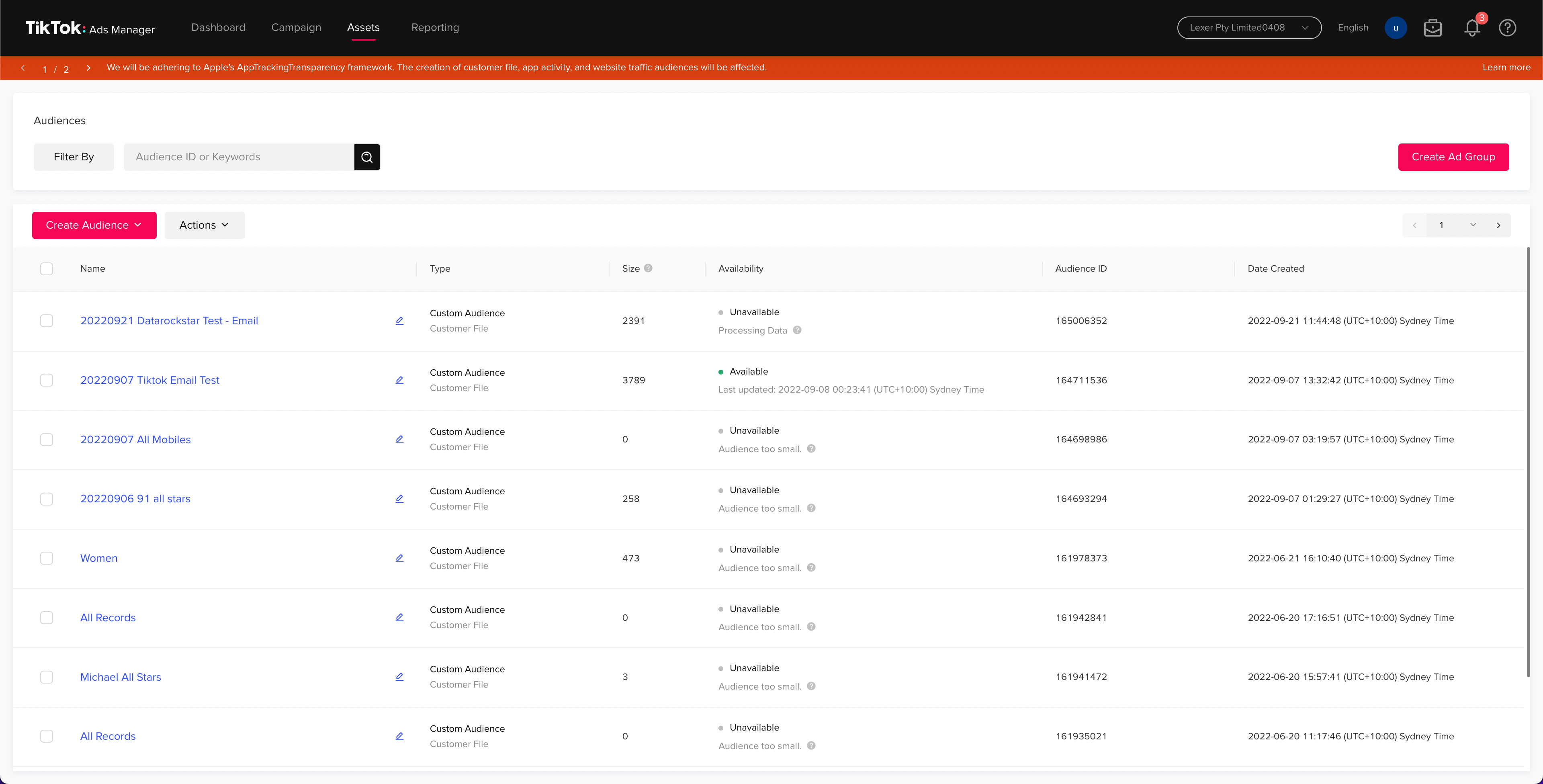 Lexer Integration > TikTok Ads