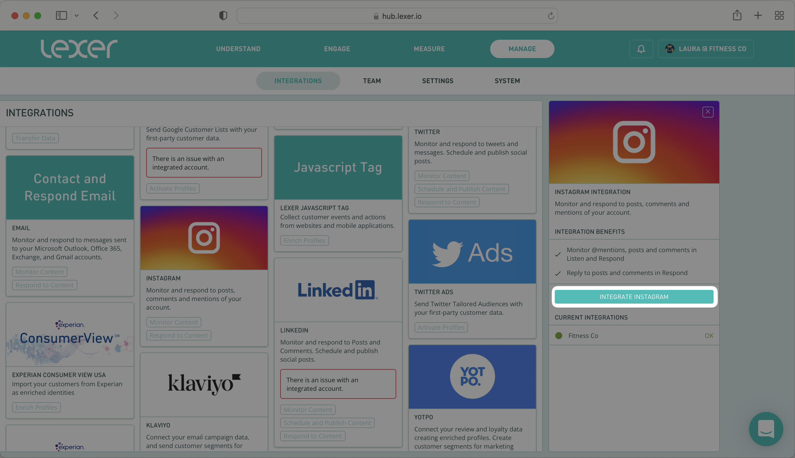 Lexer Integration > Instagram Business account