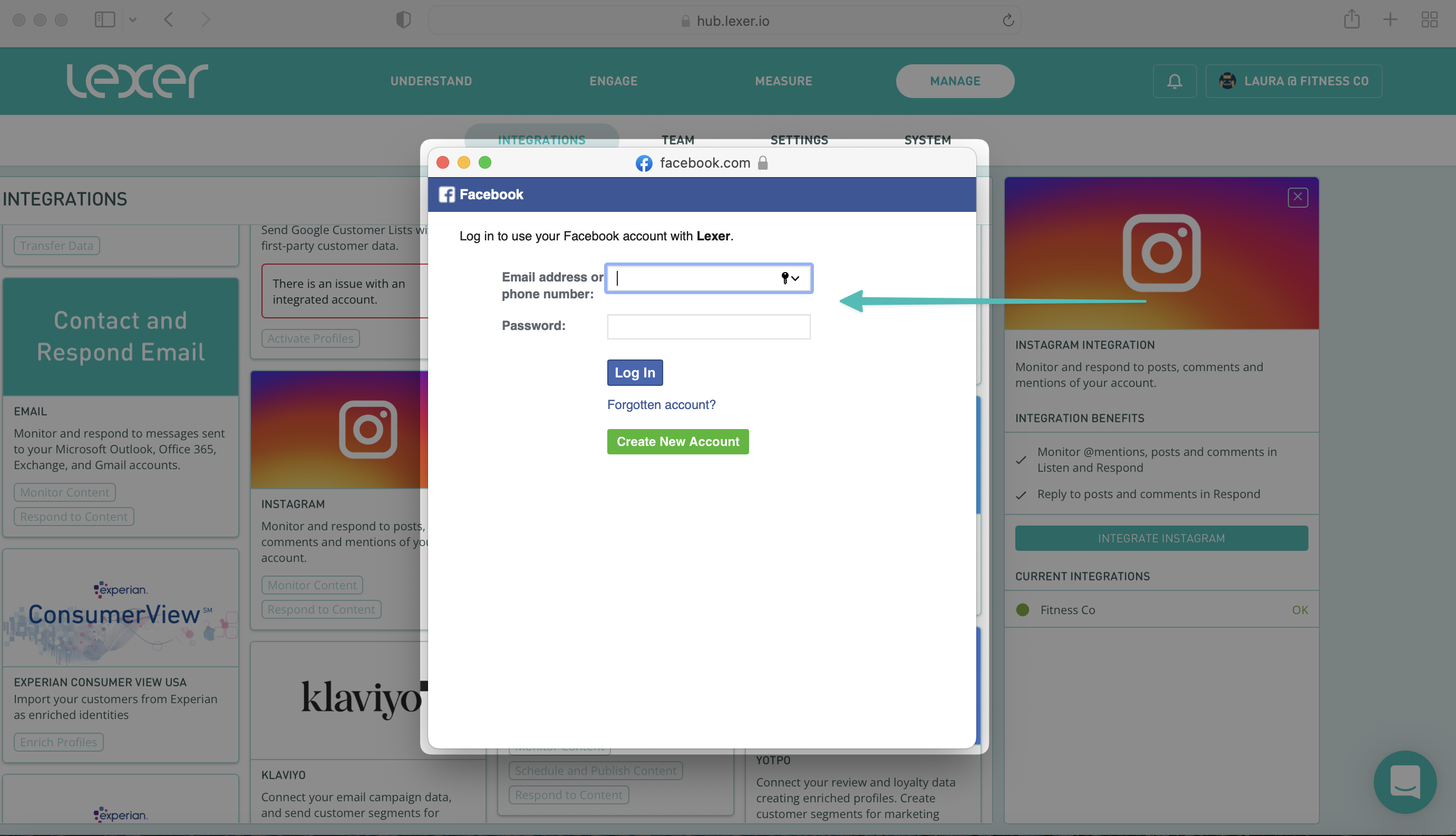 Lexer Integration > Instagram Business account