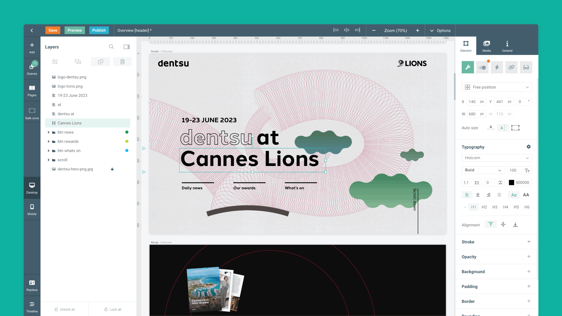 Reposition layer panel & canvas overflow