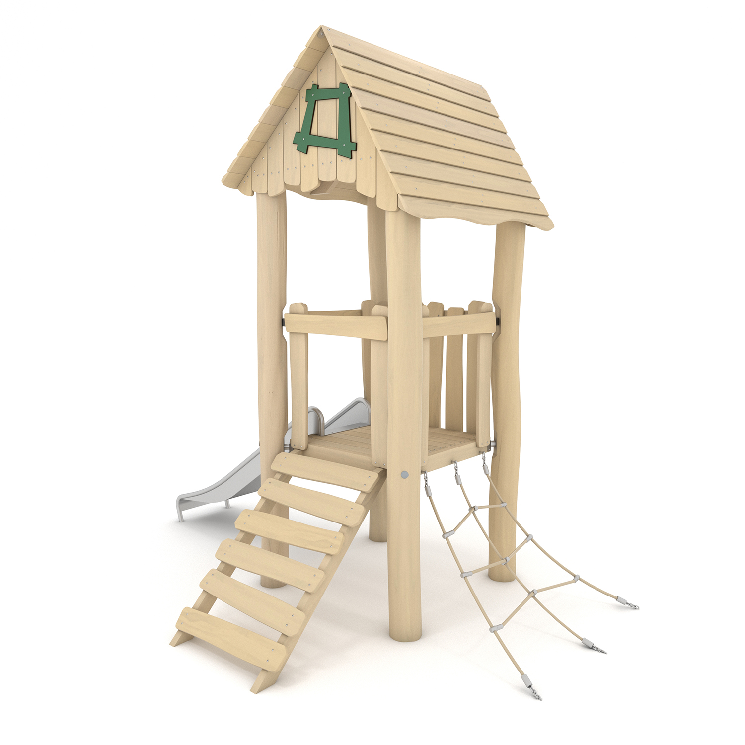 Wooden Slide & Playnet Structure 4 | Morti Sport & Play Equipment