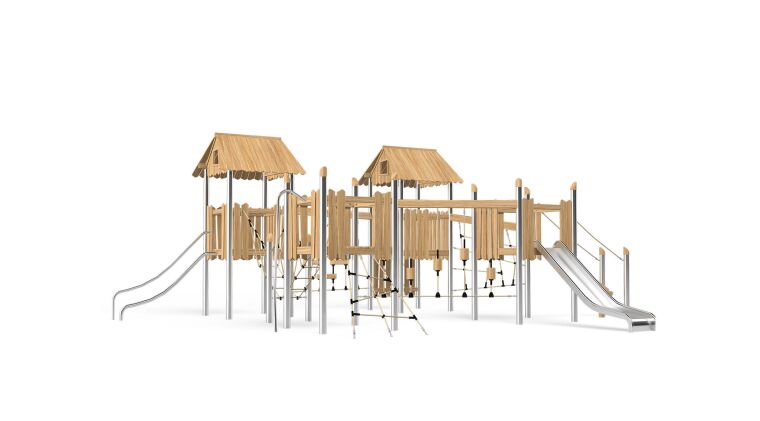 Large Robinia and Stainless Steel Play Structure 6 | Morti Sport & Play ...