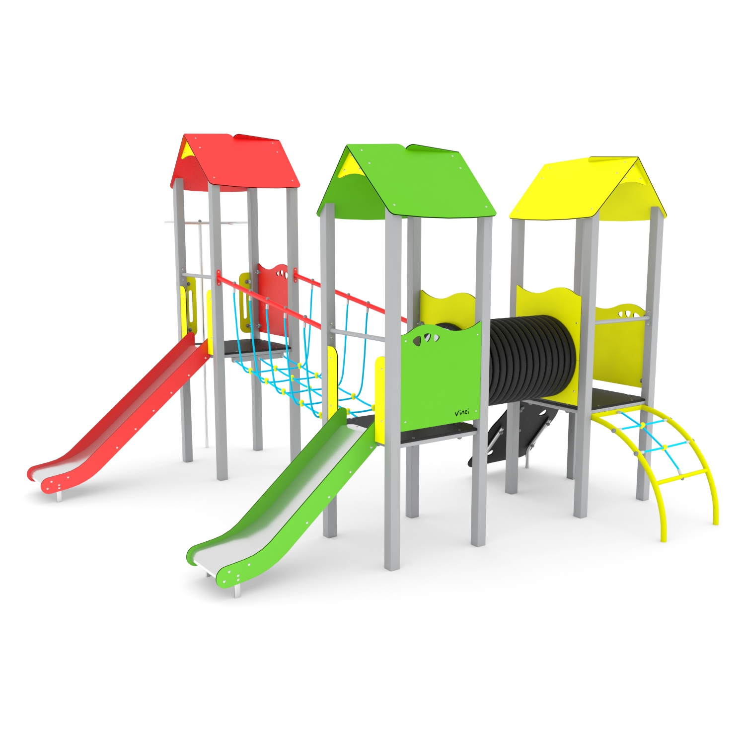 Mini Colourful Triple Steel Play Structure 1 | Morti Sport & Play Equipment