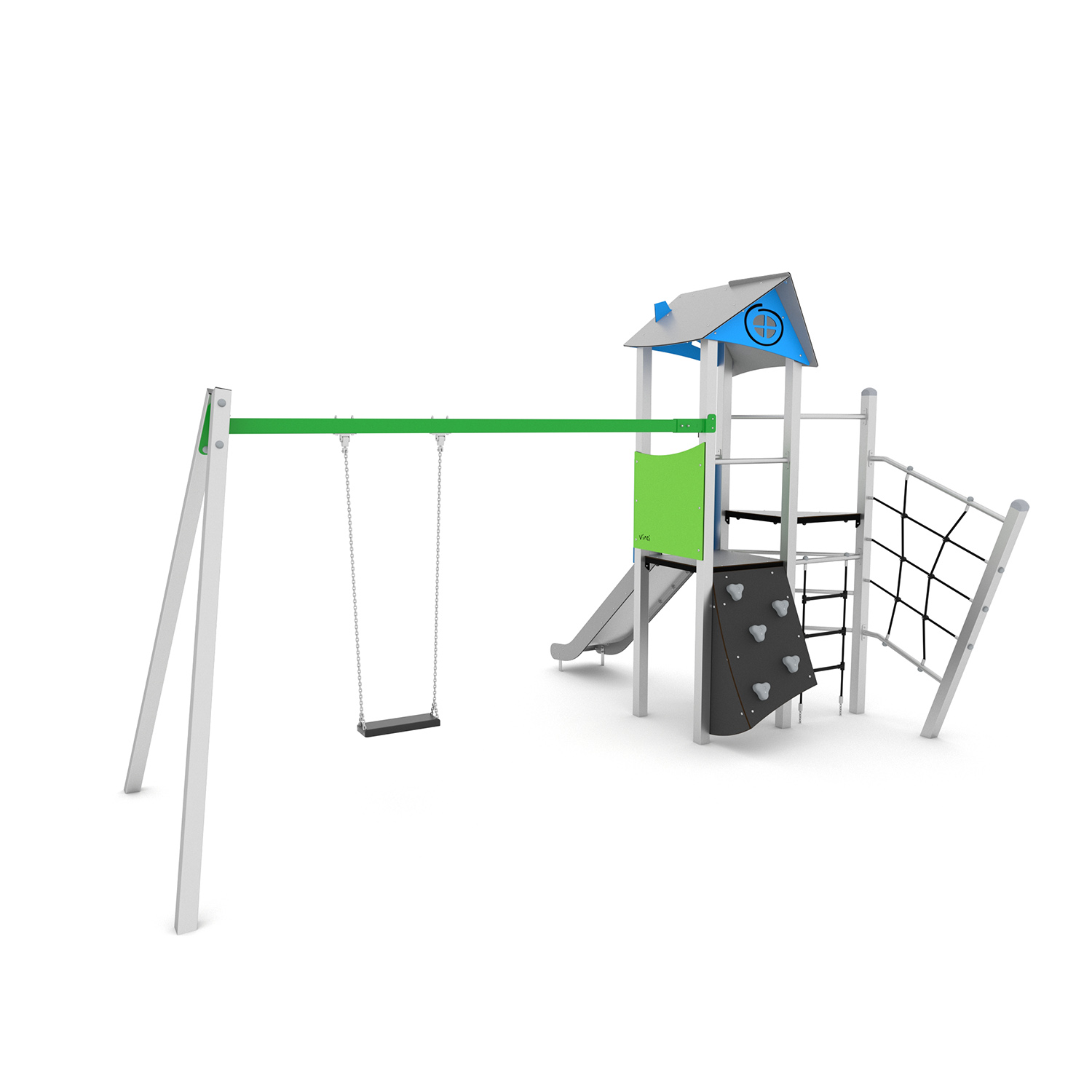 Small Colourful Steel Play Structure w/ Swing | Morti Sport & Play ...