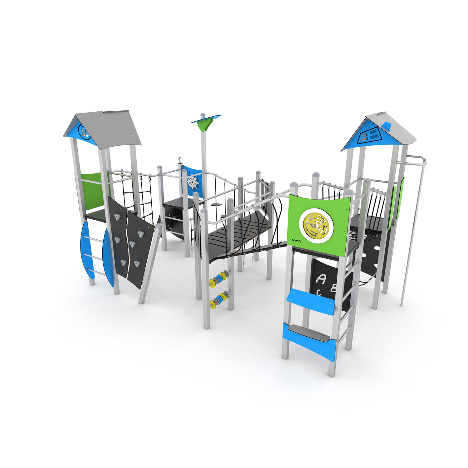 Small Colourful Triple Steel Play Structure 2 | Morti Sport & Play ...